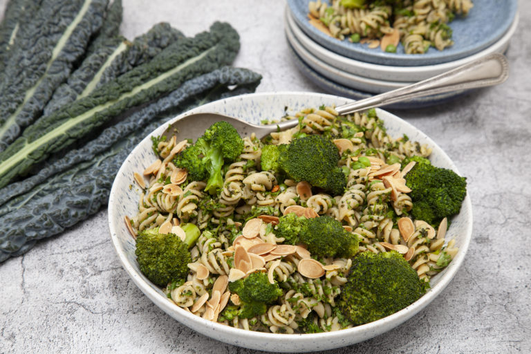 Jewish Cookery | Kosher Recipes | Pea & Broccoli Pasta With Toasted Almonds