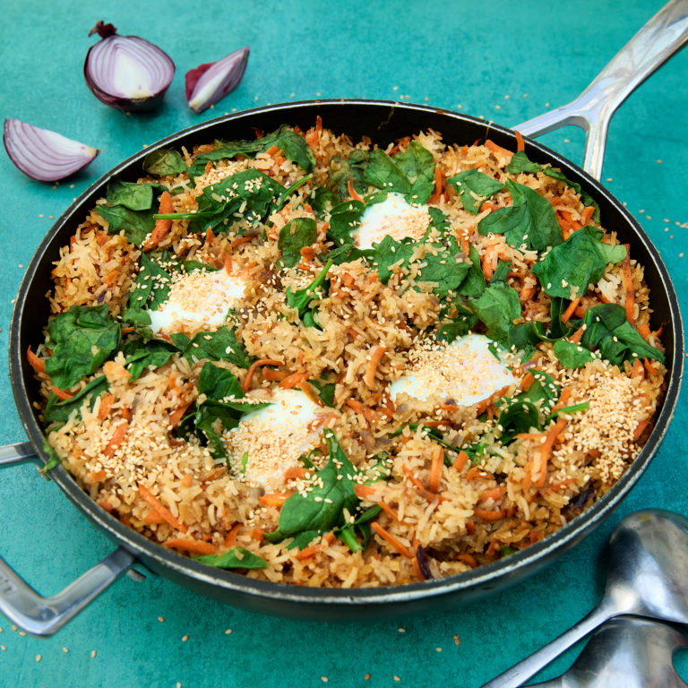 Jewish Cookery | Kosher Recipes | Miso Fried Rice & Carrot Shakshuka