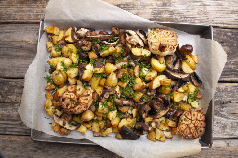 Jewish Cookery | Kosher Recipes | Dried Chestnut & Garlic Potato Bake